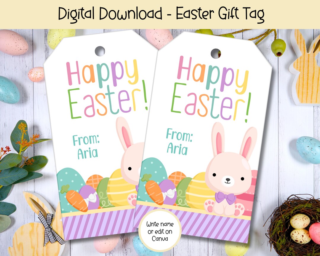 EDITABLE Easter Gift Tags, Easter Printables, Kids Easter Basket ...