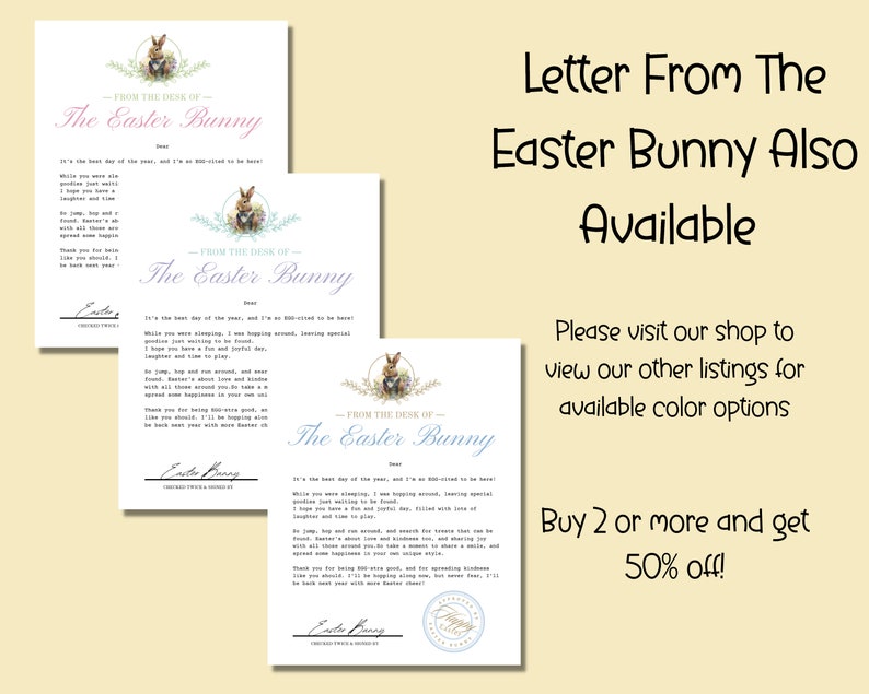 EDITABLE Certificate From Easter Bunny Blue Printable Easter - Etsy
