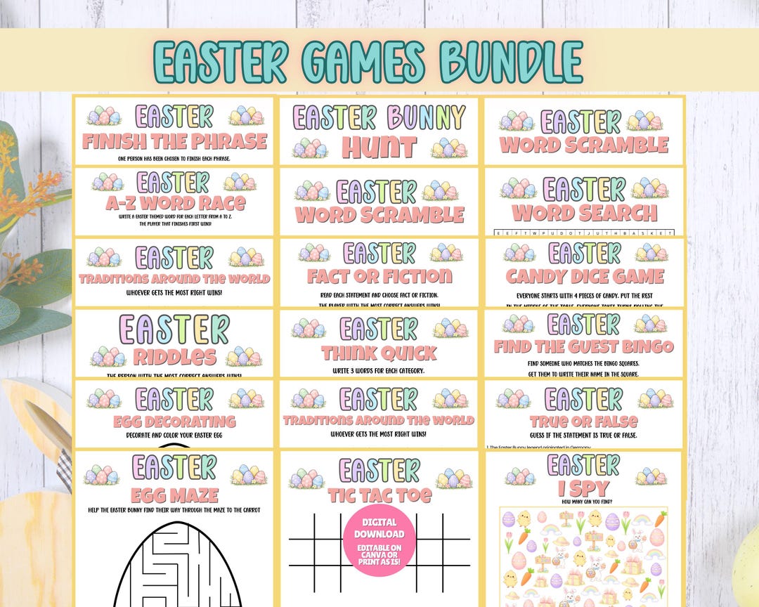 Easter Game Bundle, Easter Trivia, Easter Coloring Pages, Kids Fun ...