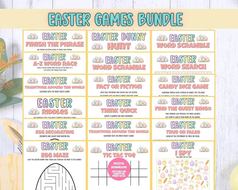 Easter Game Bundle, Easter Trivia, Easter Coloring Pages, Kids Fun ...