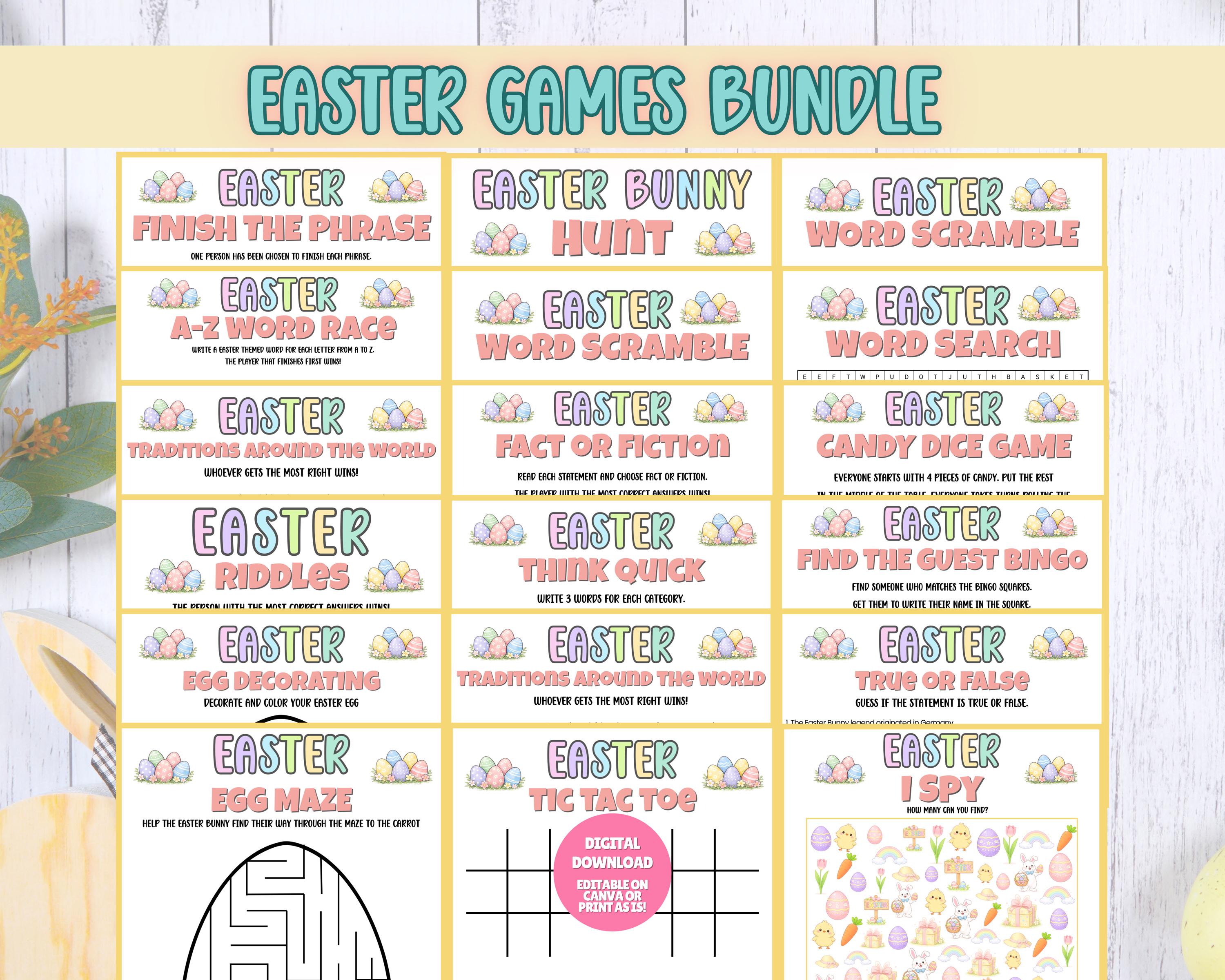 Easter Game Bundle, Easter Trivia, Easter Coloring Pages, Kids Fun ...