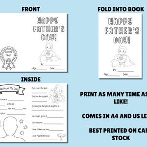 Father's Day Printable, All About My Dad Book, Fathers Day Gift, Father ...