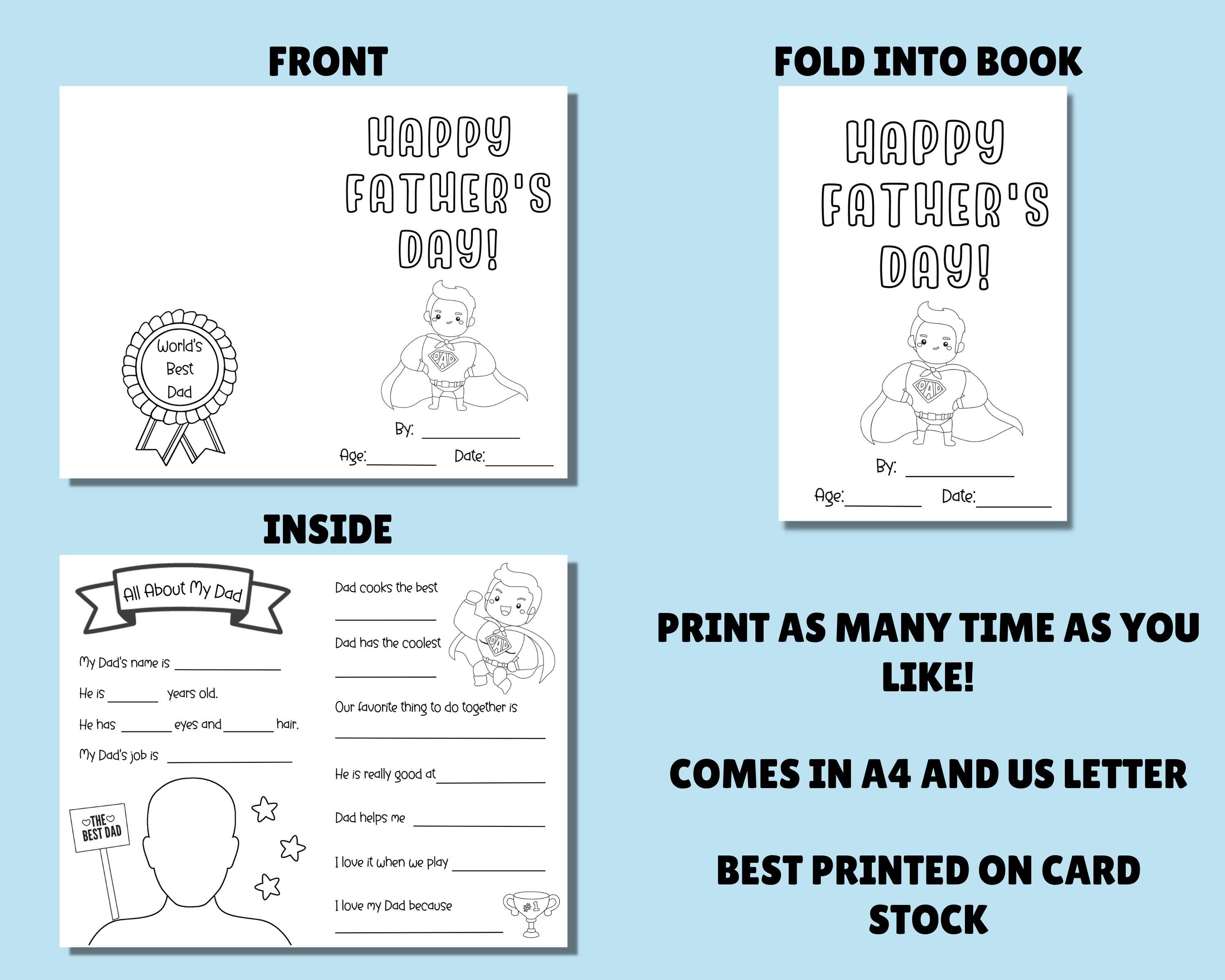 Father's Day Printable, All About My Dad Book, Fathers Day Gift, Father ...