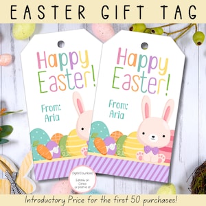 EDITABLE Easter Gift Tags, Easter Printables, Kids Easter Basket ...