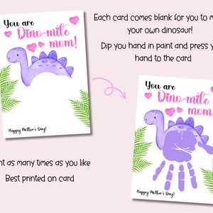 Mother's Day Printable, Dinosaur Handprint Art Bundle, Mothers Day Gift ...