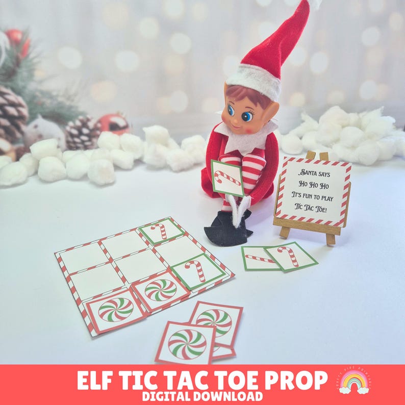 Elf Tic Tac Toe, Elf Prop Idea, Elf Game, Printable Elf Kit, Printable ...