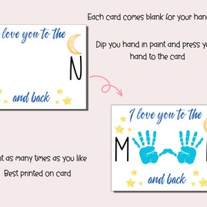 Mother's Day Handprint Art Printable, I Love You to the Moon and Back ...