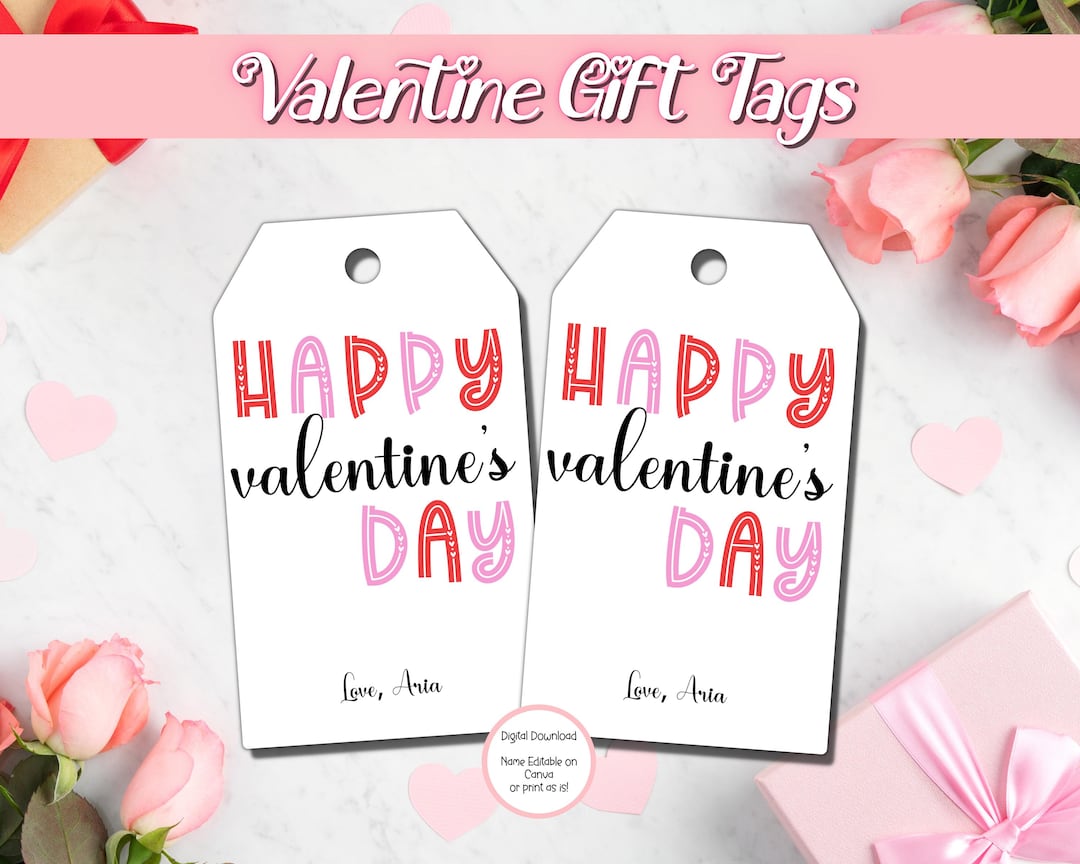 EDITABLE Valentine Gift Tags, Printable Kids Valentine Tags, Classroom ...