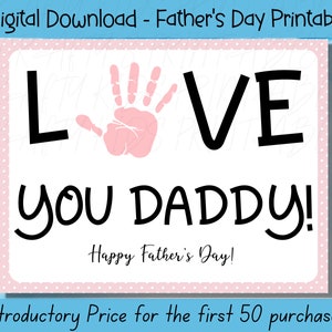 Father's Day Printable, Love You Daddy Handprint Art, Fathers Day Gift ...