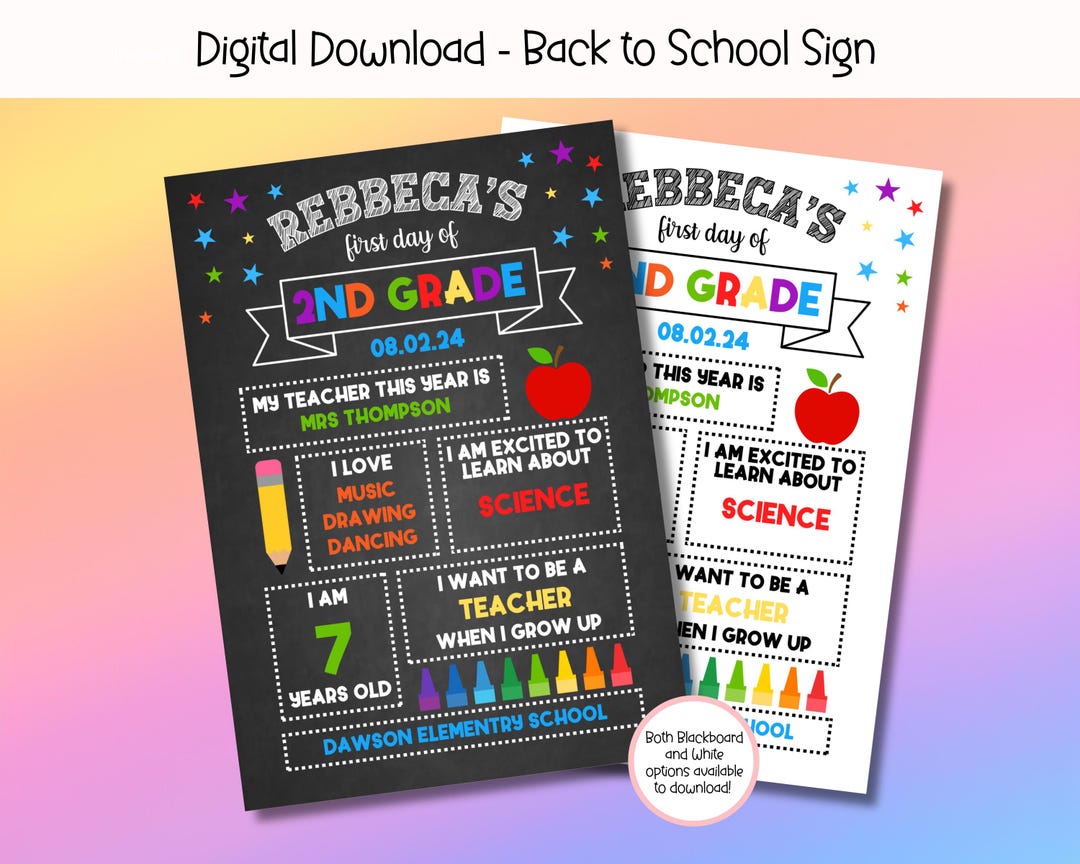 EDITABLE Chalkboard First Day of School Sign, Printable School Sign ...