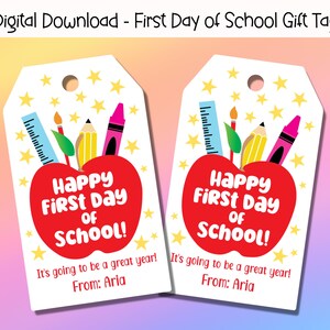 EDITABLE First Day of School Gift Tag, Back to School Gift Tag, Teacher ...