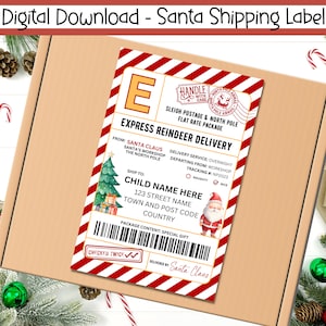 EDITABLE Santa Shipping Label, North Pole Delivery Tags, Santa Mail ...
