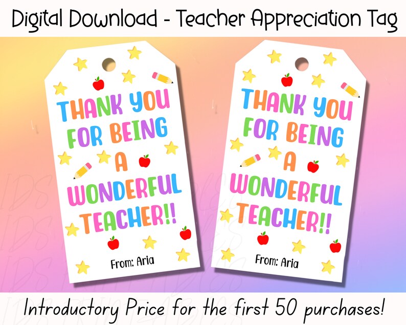 EDITABLE Teacher Appreciation Gift Tag Staff Appreciation - Etsy