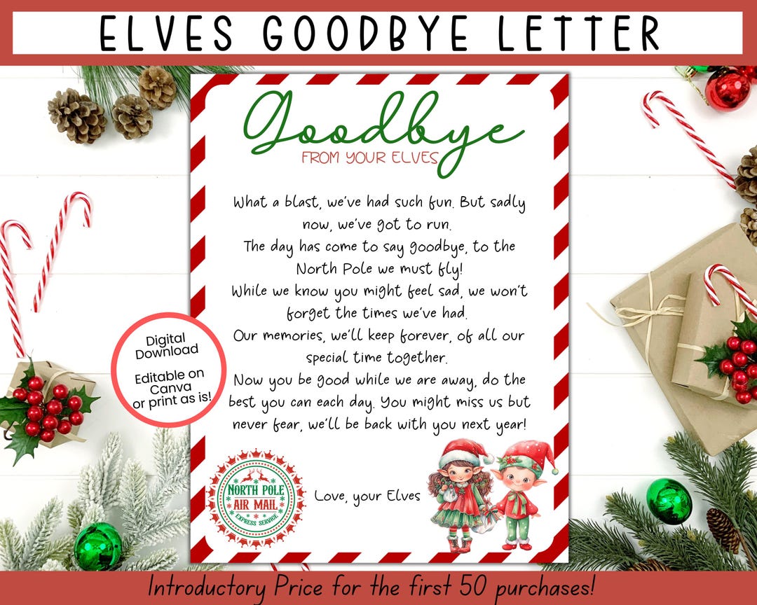 EDITABLE Elves Goodbye Letter, Multiple Elf Departure Letter, Elf ...