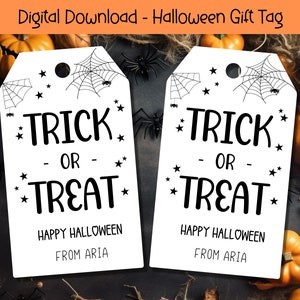 EDITABLE Halloween Gift Tag, Halloween Favor Tag, Trick or Treat Favor ...