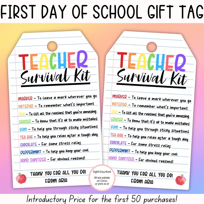 Teacher Survival Kit - Etsy