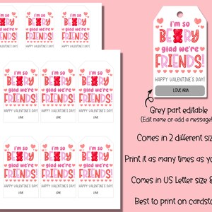 EDITABLE Gummy Bear Valentine Gift Tags, Printable Kids Valentine Tags ...