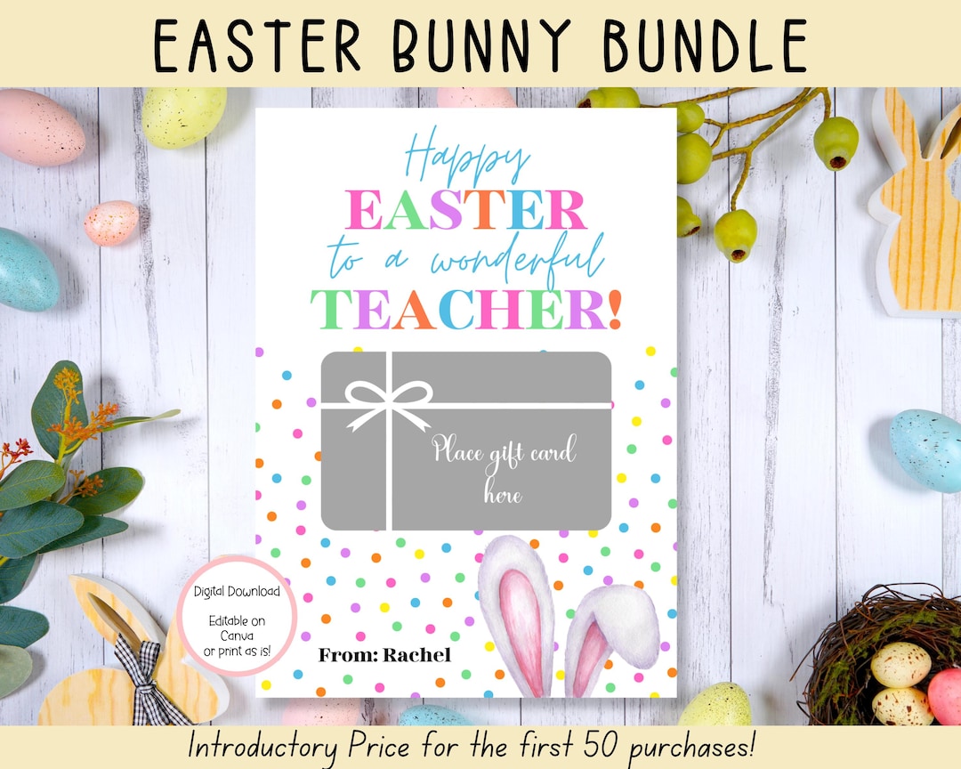 EDITABLE Printable Easter Gift Card Holder, Teacher Easter Card ...