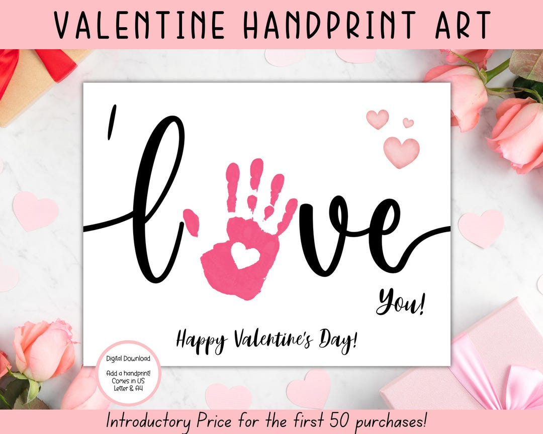 Printable Valentine Handprint Art Craft for Kids, Handprint Craft, Love ...