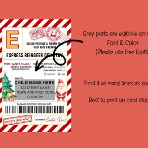 EDITABLE Santa Shipping Label, North Pole Delivery Tags, Santa Mail ...