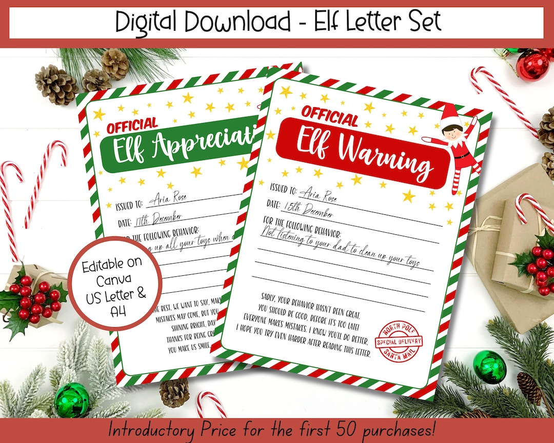 EDITABLE Elf Behaviour Letter, Elf Naughty Letter, Elf Appreciation ...