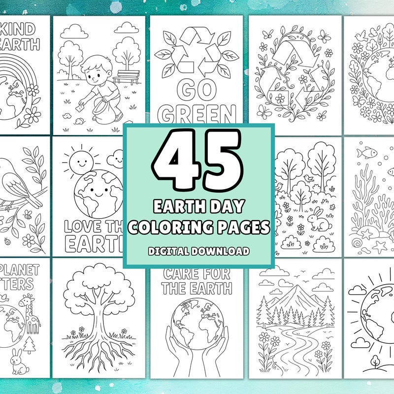 Coloring Page Earth Day - Etsy UK