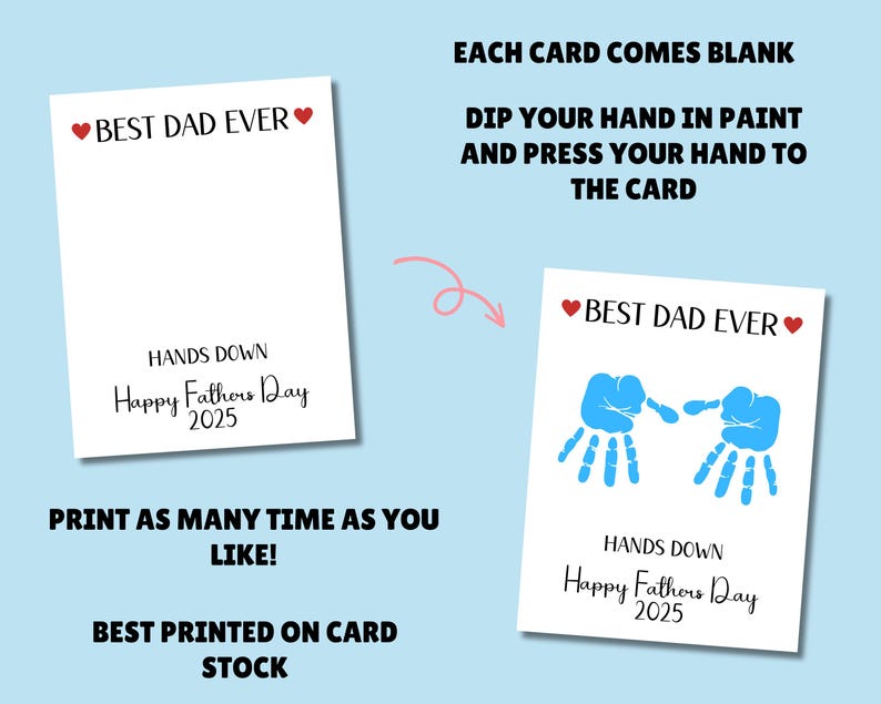Father's Day Printable, Best Dad Ever Handprint Art, Fathers Day Gift ...