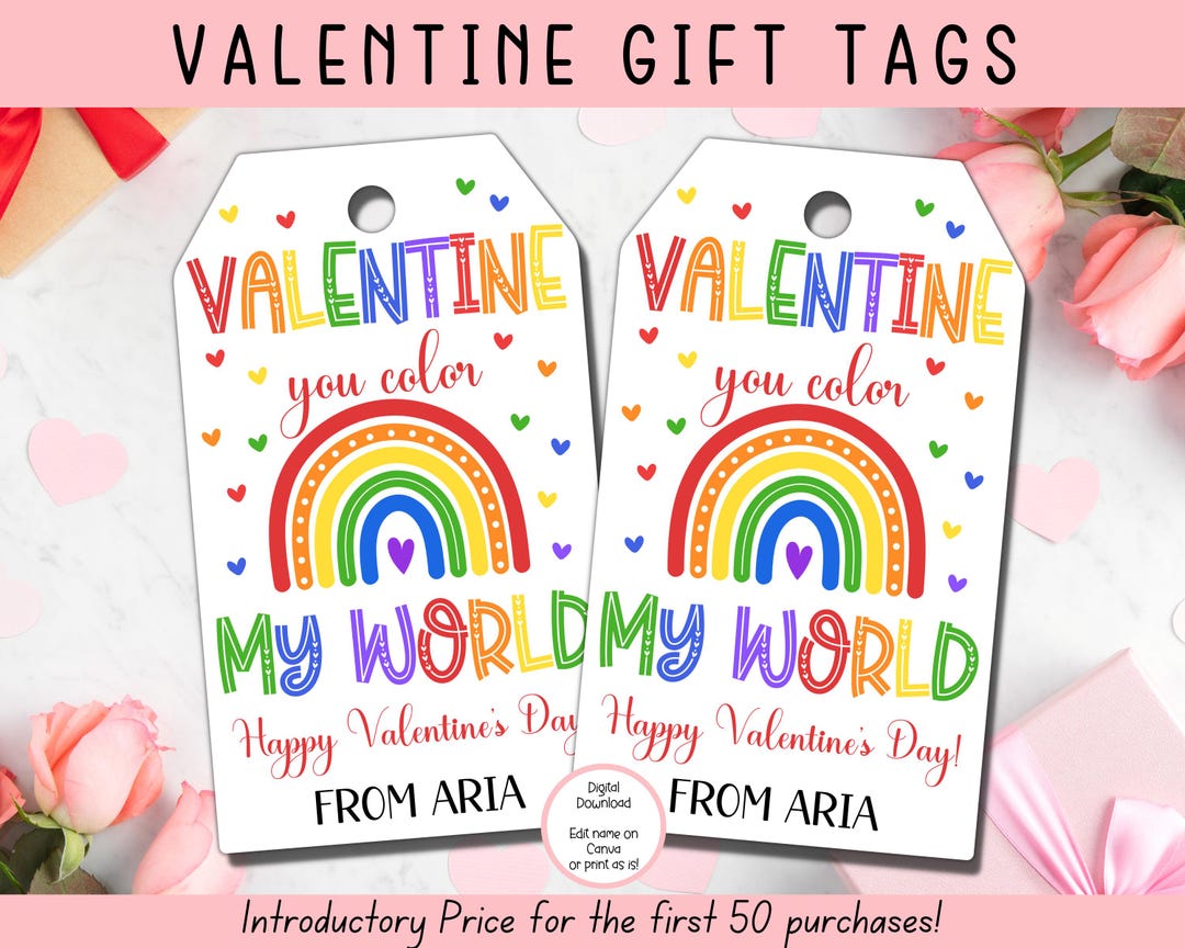 EDITABLE Valentine Gift Tags, Printable Kids Valentine Tags, Classroom ...