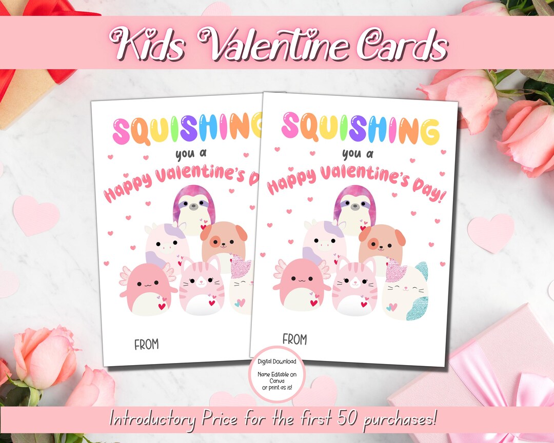 EDITABLE Squish Valentine Cards, Classroom Valentines Day Cards, Kids ...