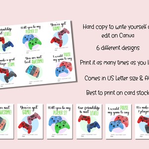 EDITABLE Printable Gamer Valentine Cards, Classroom Valentines Day Card ...