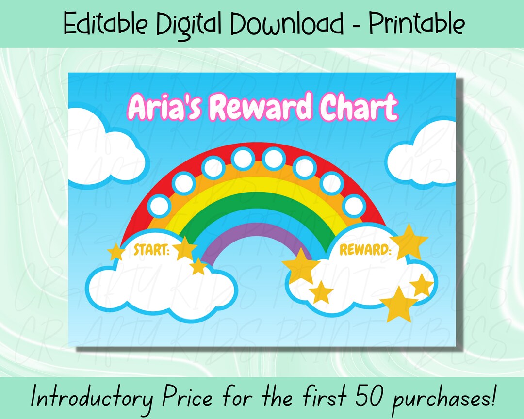 Kids Reward Chart, Rainbow Reward Chart, Star Chart, Responsibility ...