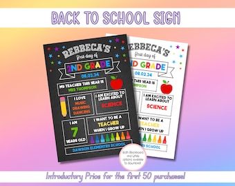 EDITABLE Chalkboard Back to School Sign, Printable School Sign ...