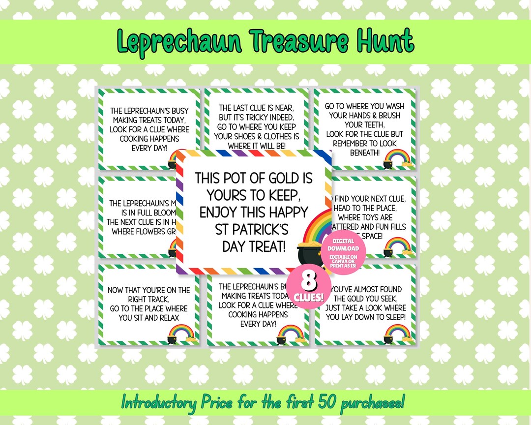 EDITABLE St Patrick's Day Treasure Hunt, Leprechaun Games, Leprechaun ...