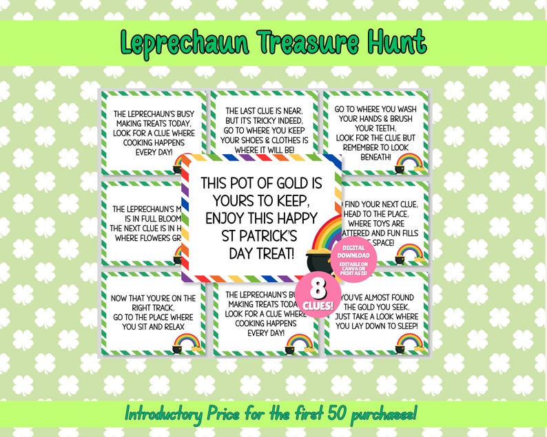 EDITABLE St Patrick's Day Treasure Hunt, Leprechaun Games, Leprechaun ...