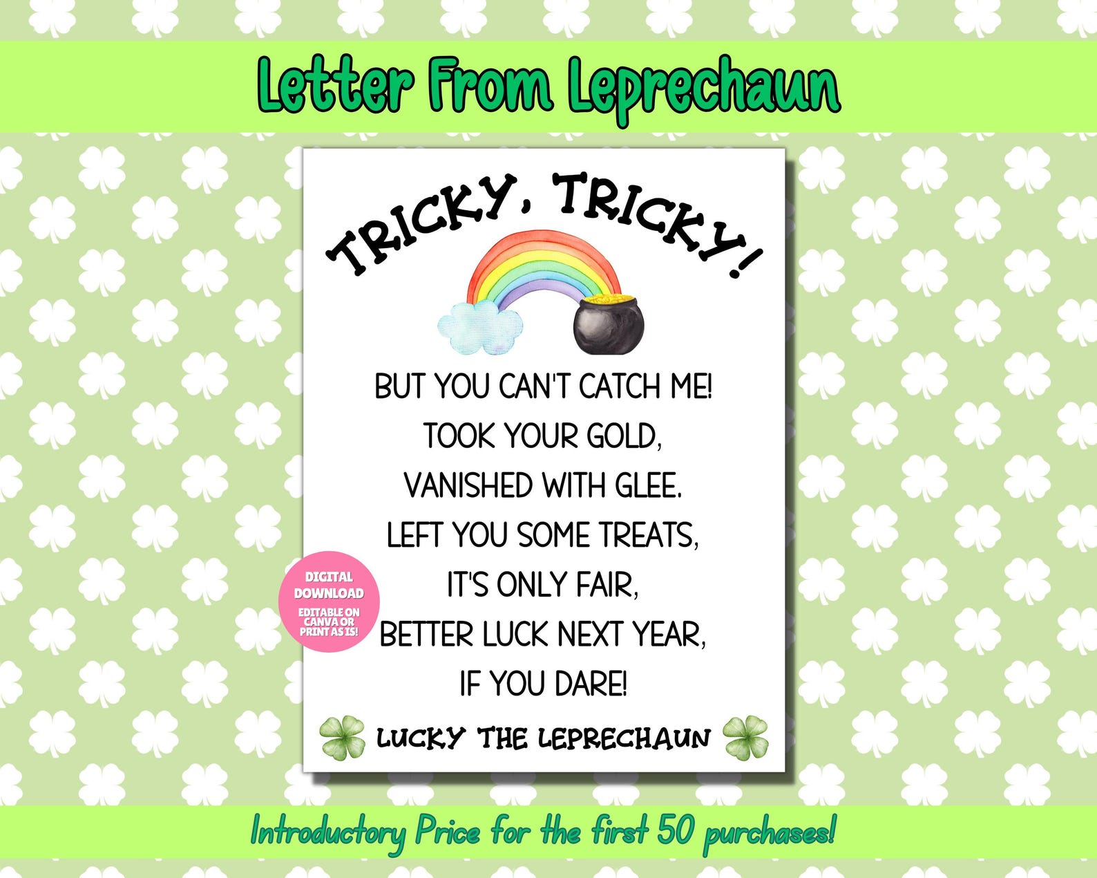 EDITABLE Leprechaun Letter, Leprechaun Trap Letter, Letter From ...