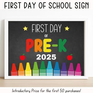 First Day of School Sign Printable, First Day of Pre-k Sign, First Day ...