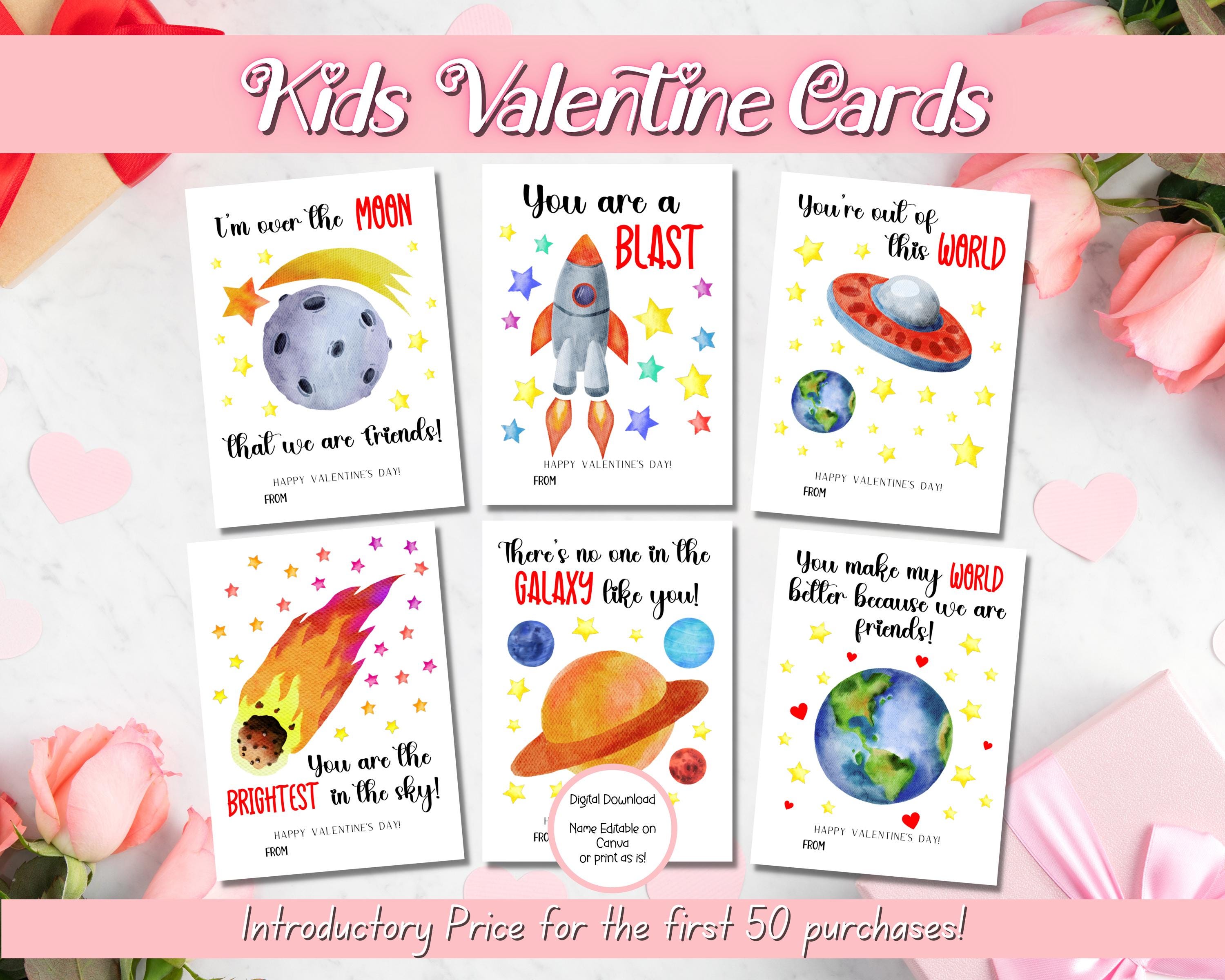 EDITABLE Printable Space Valentine Cards, Classroom Valentines Day ...