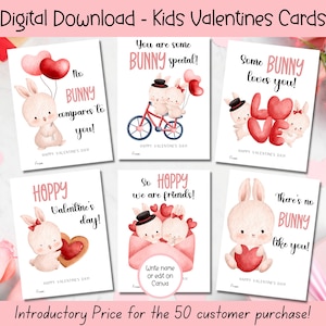 EDITABLE Bunny Valentine Cards, Classroom Valentines Day Cards, Kids ...