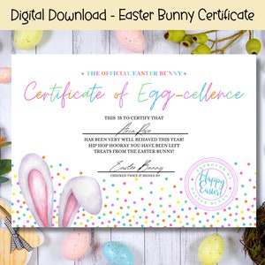 EDITABLE Certificate From Easter Bunny, Colorful Printable Easter Bunny ...