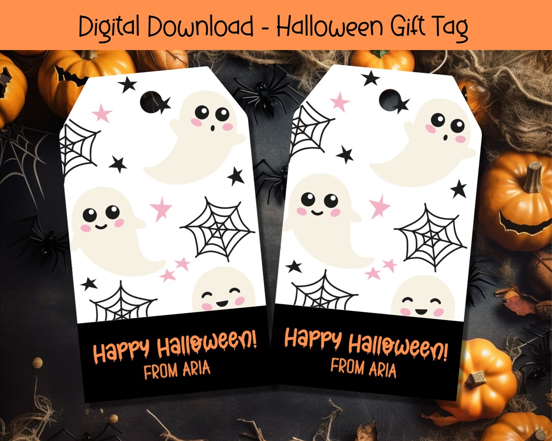 EDITABLE Halloween Gift Tag, Halloween Favor Tag, Trick or Treat Favor ...