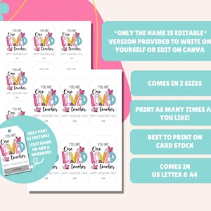EDITABLE Teacher Valentine Gift Tags, Valentine Teacher Gift, Printable ...