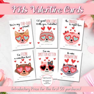EDITABLE Printable Cat Valentine Cards, Classroom Valentines Day Cards ...