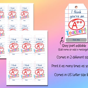 Teacher Appreciation Gift Tag, Staff Appreciation Gift Tag, Teacher ...