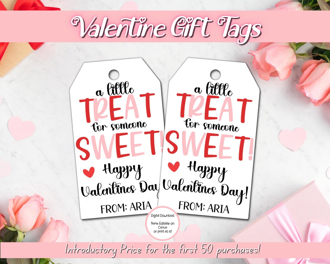 Valentine Gift Tags, Editable Printable Kids Valentine Tags, Classroom ...