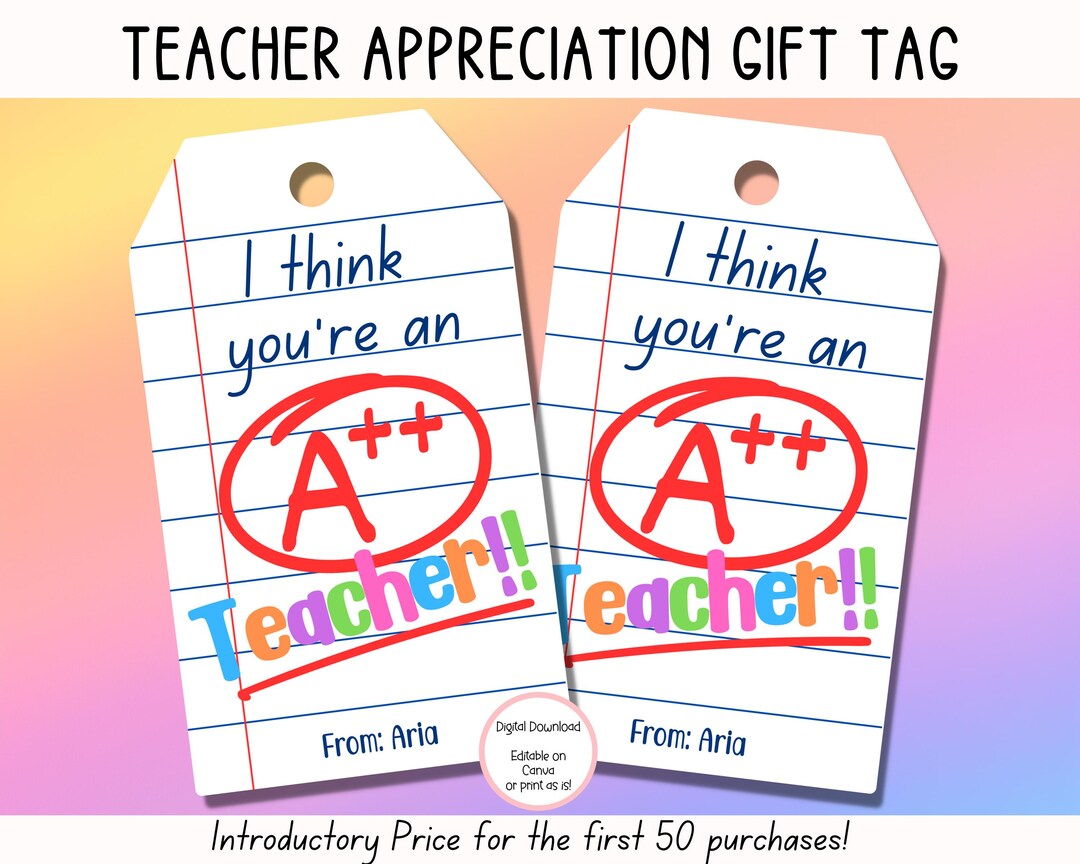Teacher Appreciation Gift Tag, Staff Appreciation Gift Tag, Teacher ...