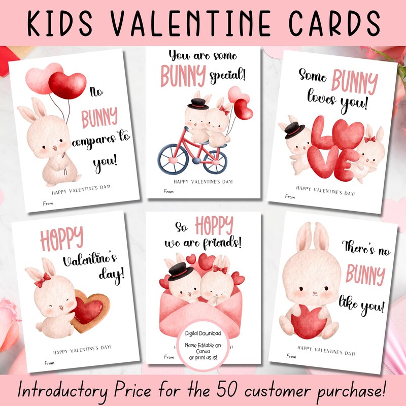 Bunny Valentine Template - Etsy