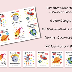 EDITABLE Printable Space Valentine Cards, Classroom Valentines Day ...