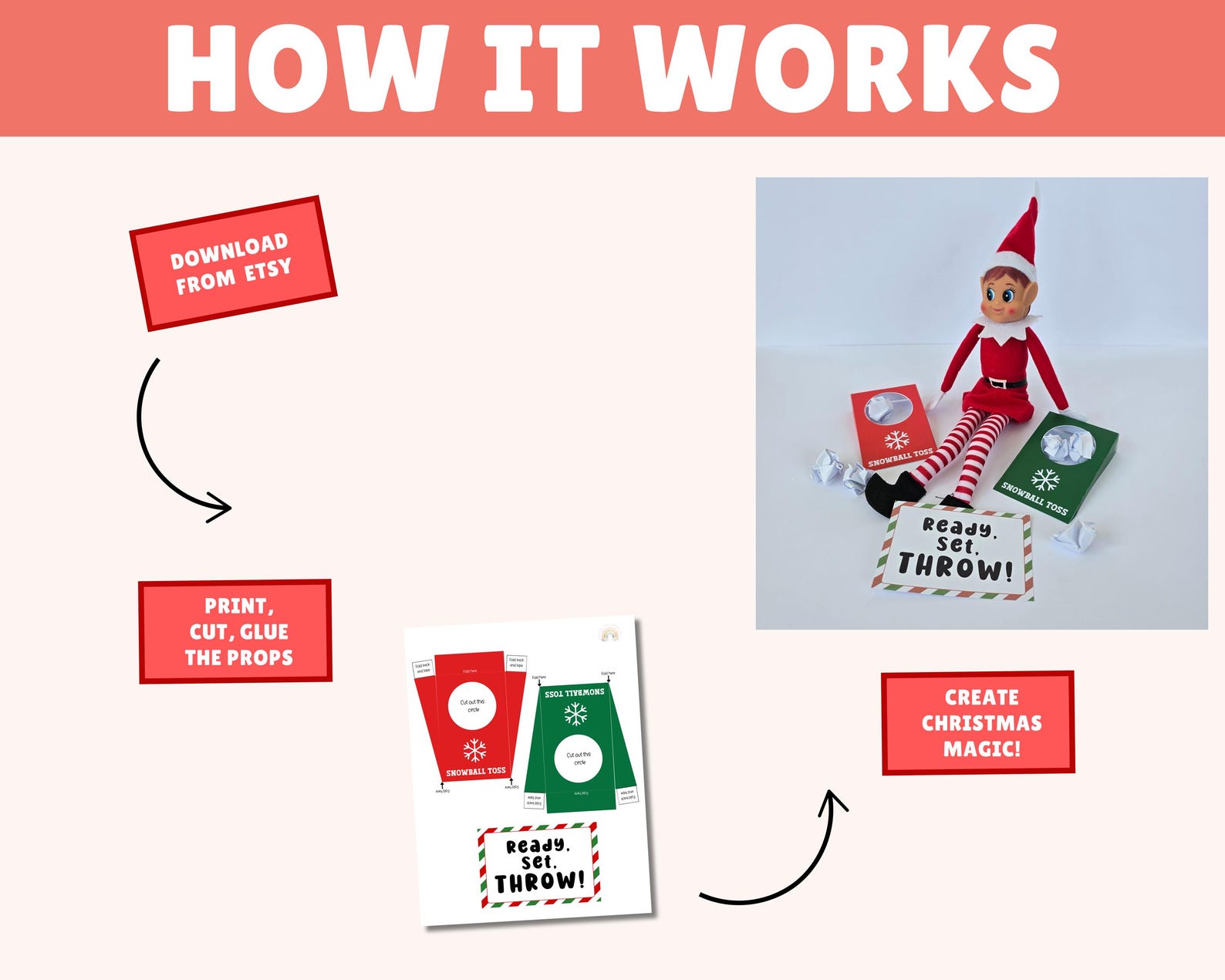 Elf Snowball Toss Prop, Elf Prop Idea, Printable Elf Kit, Printable Elf ...