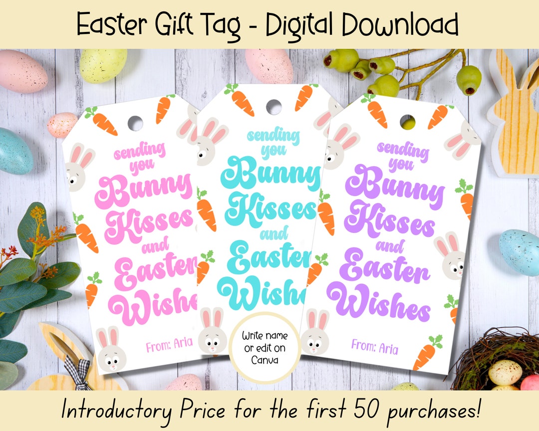 EDITABLE Easter Bunny Gift Tag, Easter Printables, Kids Easter Basket ...