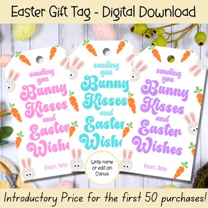 EDITABLE Easter Bunny Gift Tag, Easter Printables, Kids Easter Basket ...